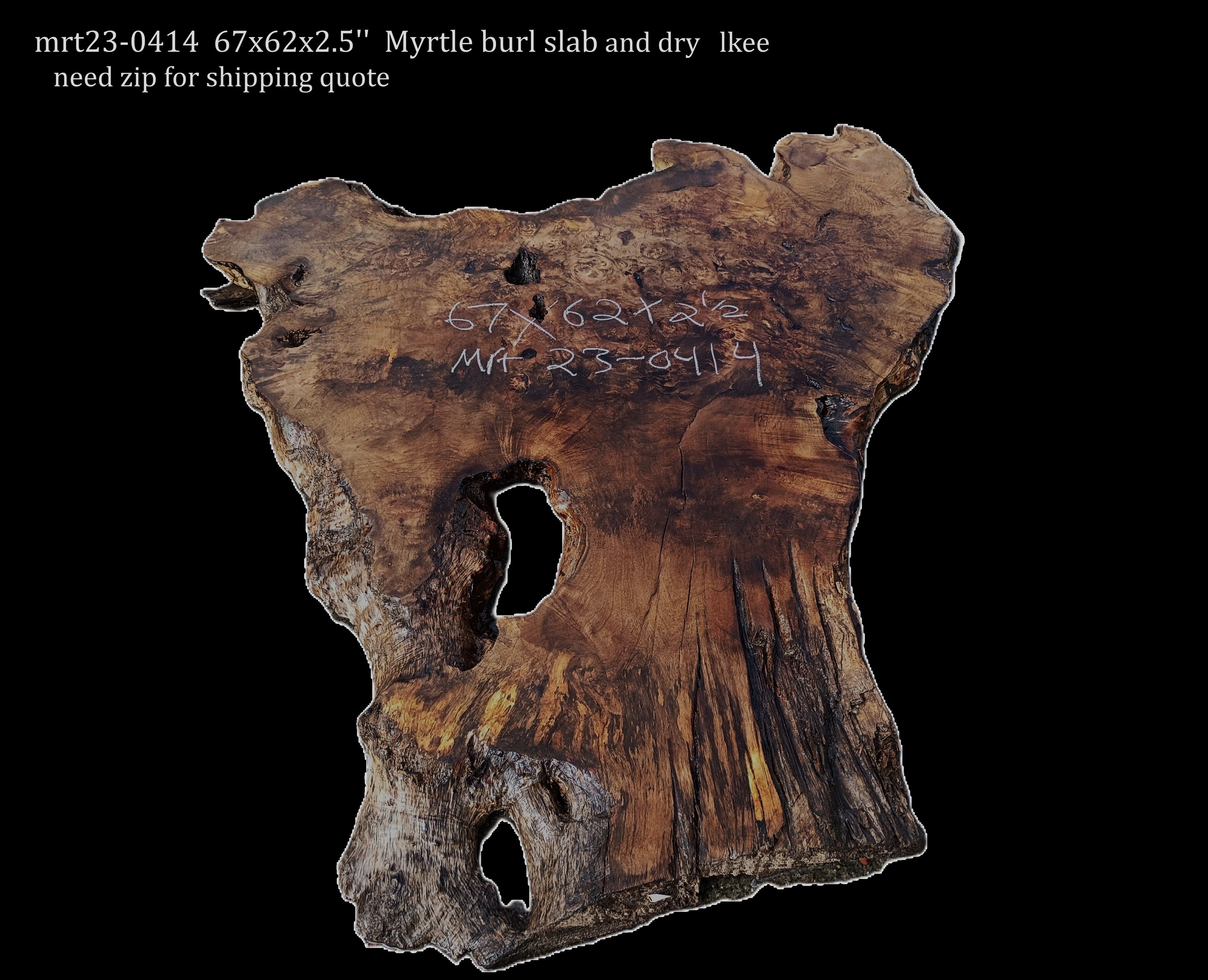 Myrtle Burl Slab | DIY | Table | Craft Wood | River Table | Mrt23-0414 ...