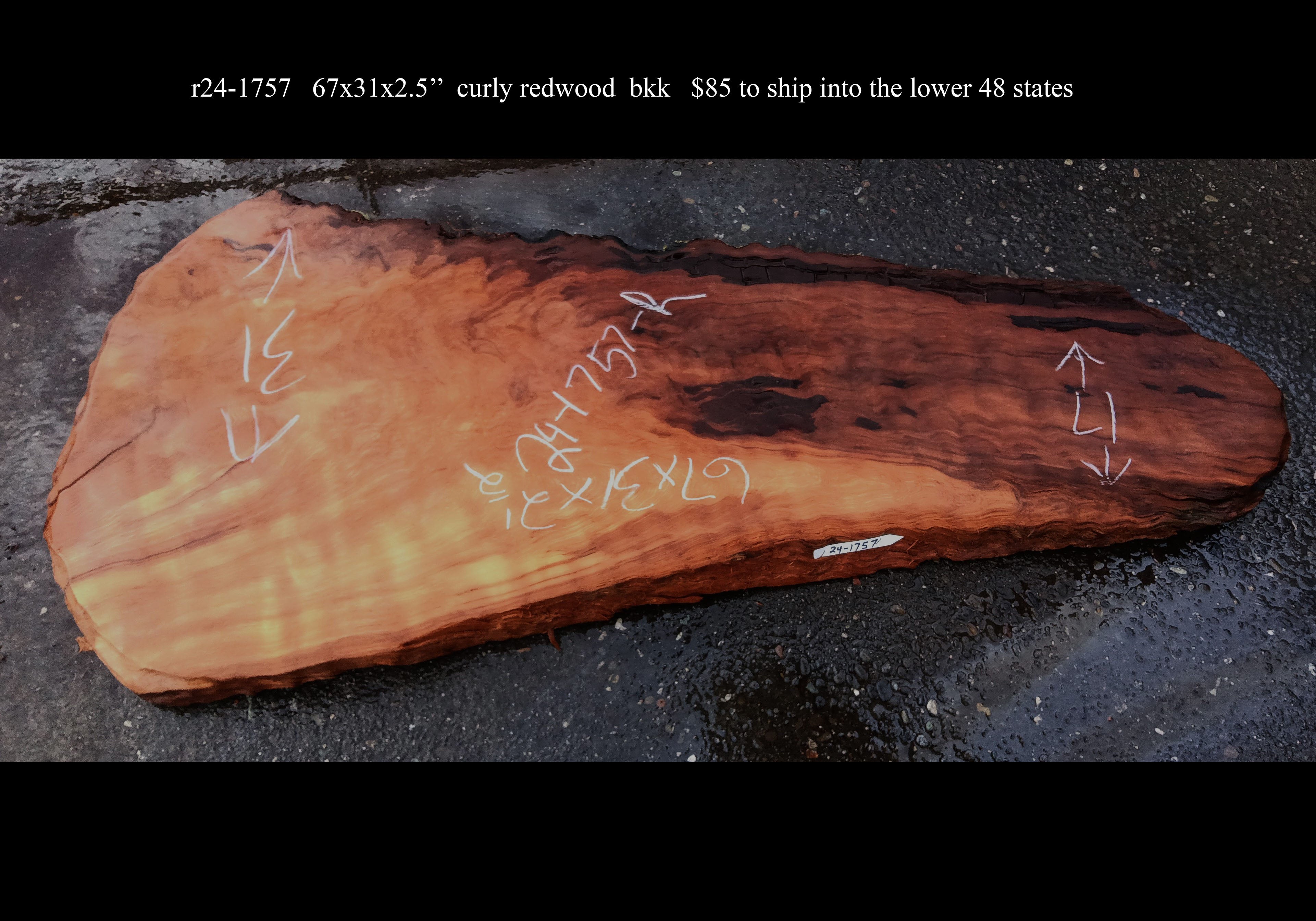 Redwood Slab | Table | Desk | Craft Wood | R24-1757 – Redwood Burl Source
